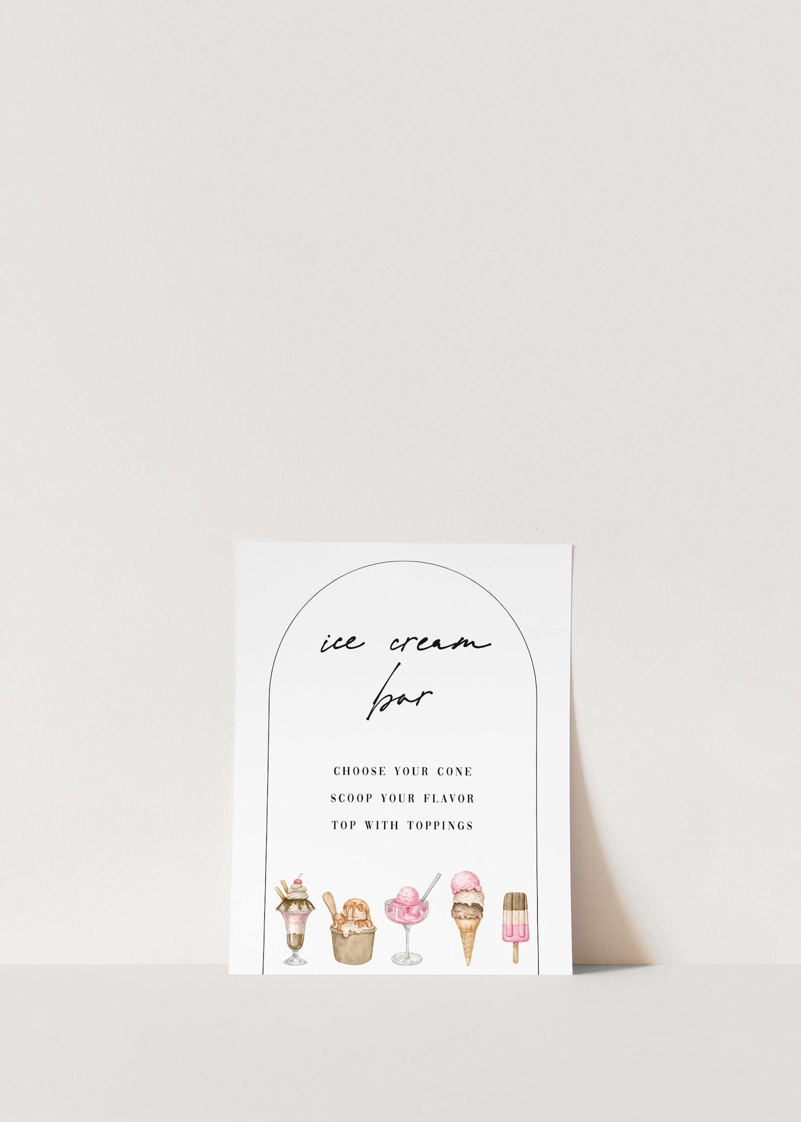 Ice Cream Bar Sign | Ice Cream Menu Editable DIY | Cute Wedding Shower ...