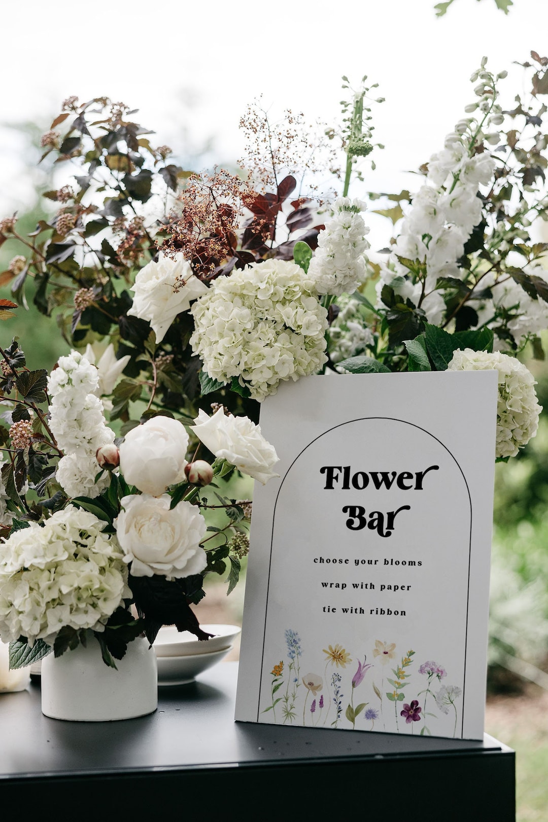 DIY Colored Flower Bar Sign Retro Wildflower Sign Editable Bridal ...