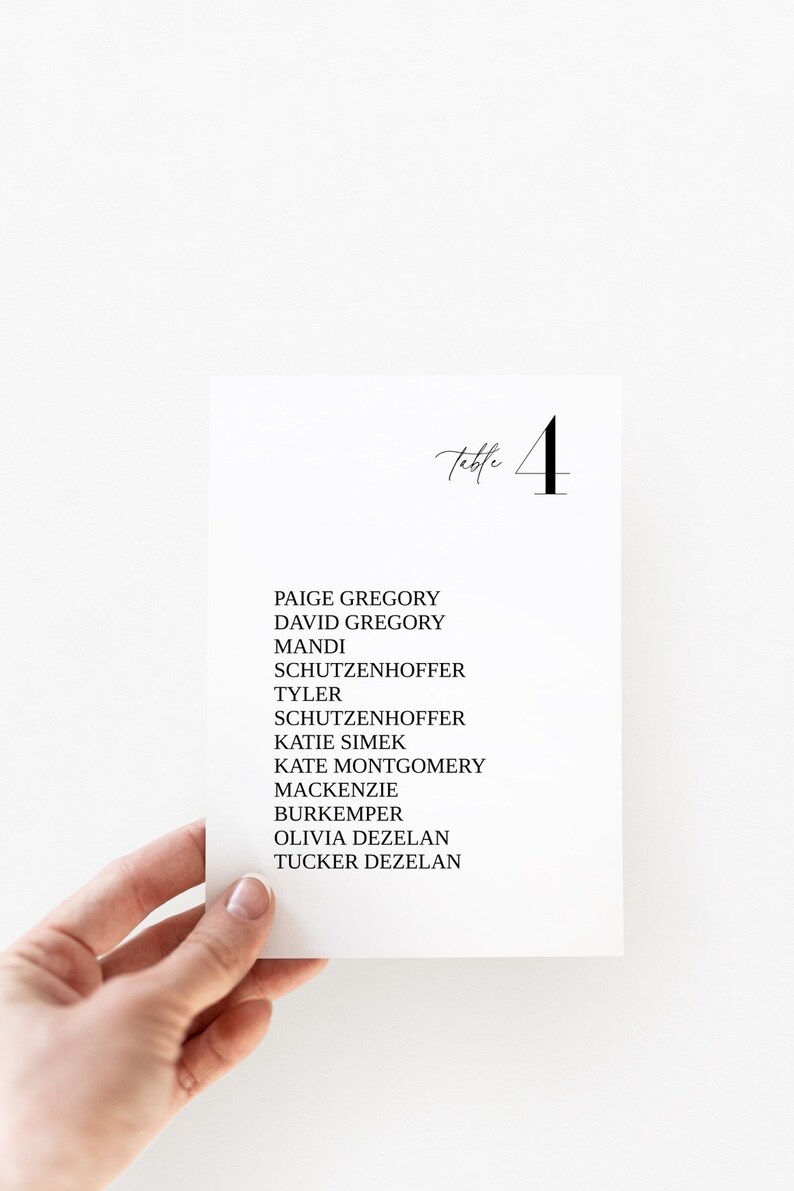 DIY Table Number Assignment Template | Wedding Table Number List ...