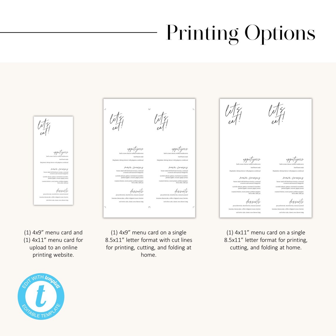 DIY Wedding Menu Floral Romantic Menu Template Customizable Menu Card ...