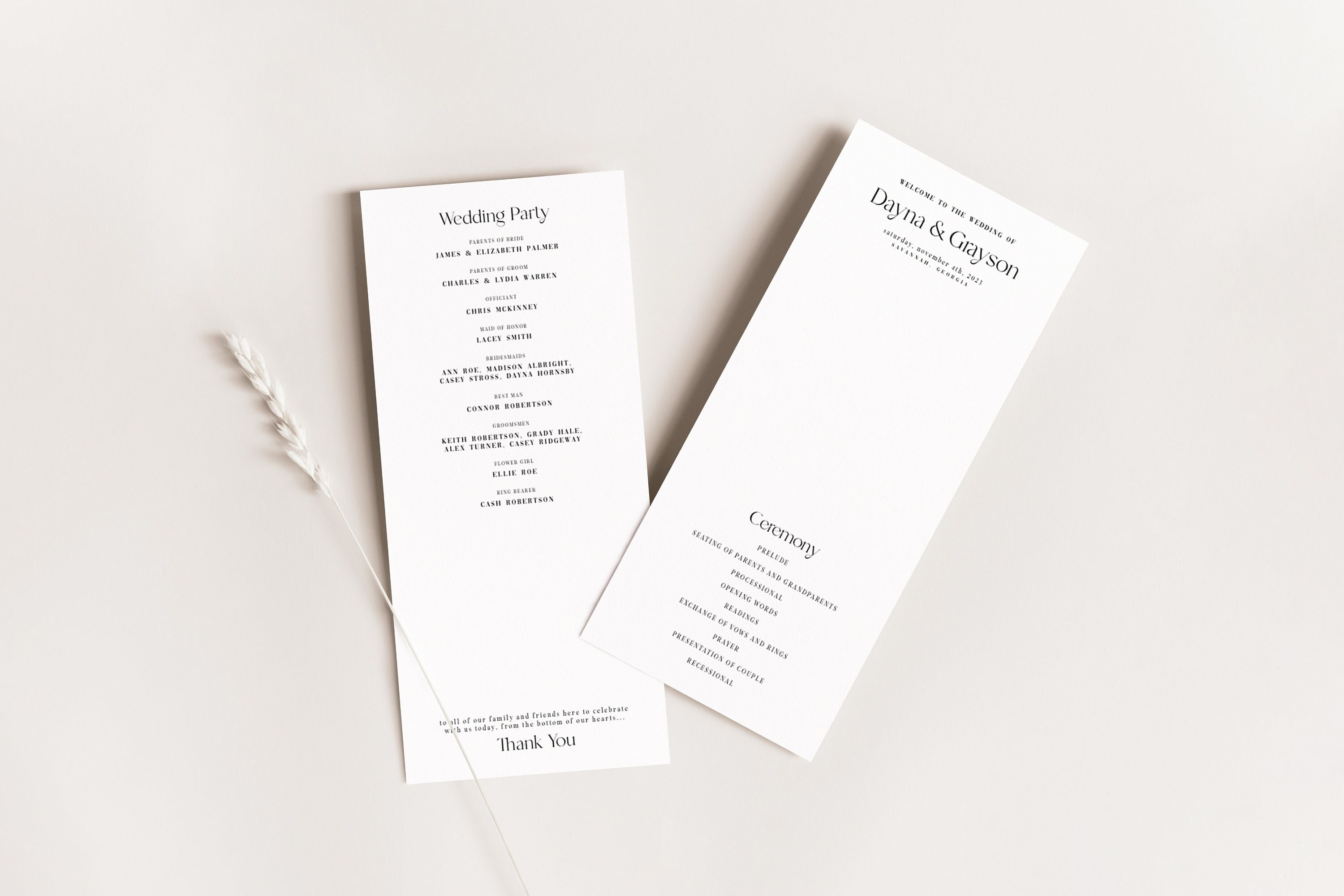 Modern Wedding Ceremony Program Template | DIY Wedding Program | Fully ...