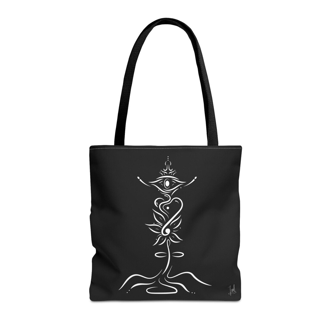 Black Yoga Tote Bag: Spiritual Art Shopping Bag - Etsy