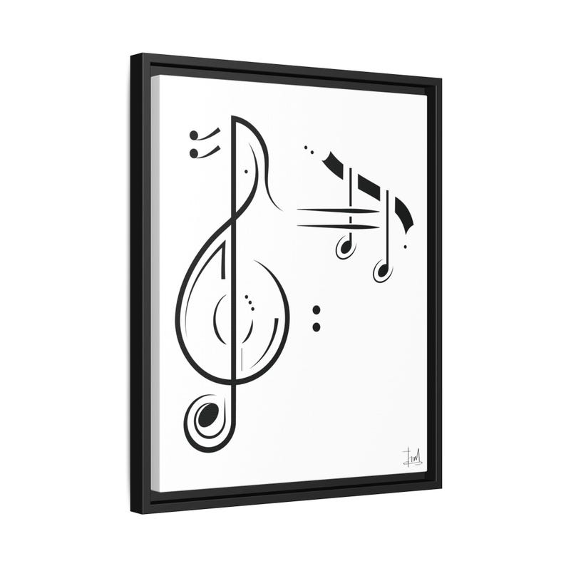 Musical Notes Line Art Print - Black Framed Minimalist Wall Decor - Etsy