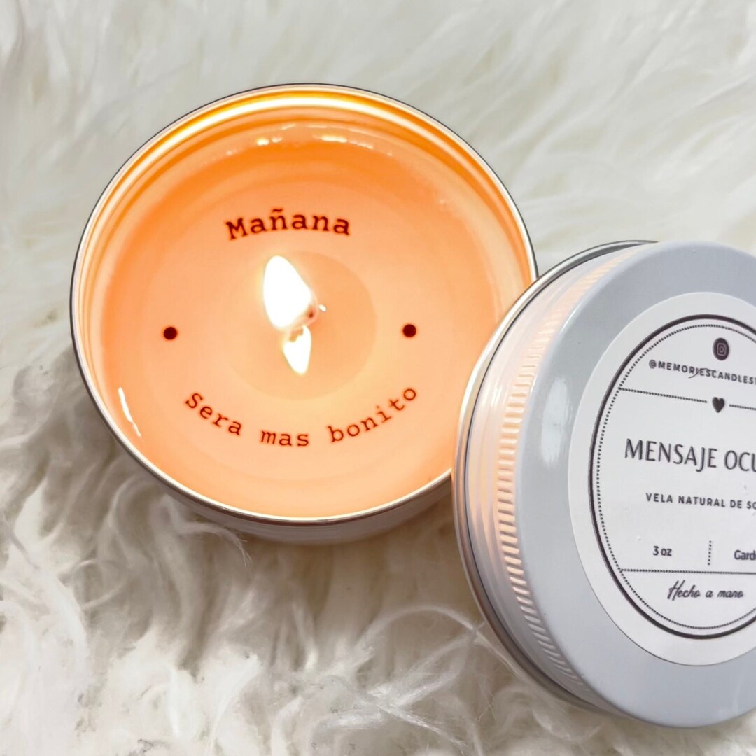 Hidden Message Candle 3oz White Tin, the Wax Melts and the Message ...