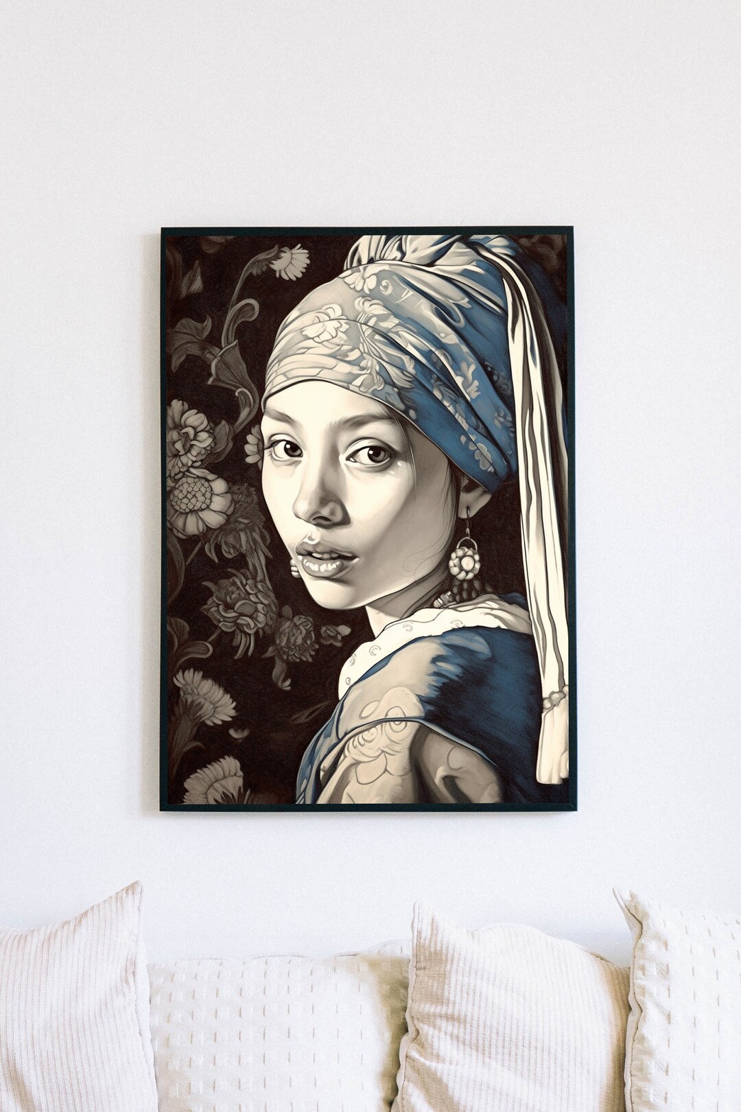 Girl With a Pearl Earring Poster 24x36' Jan Vermeer Retro Poster Art ...