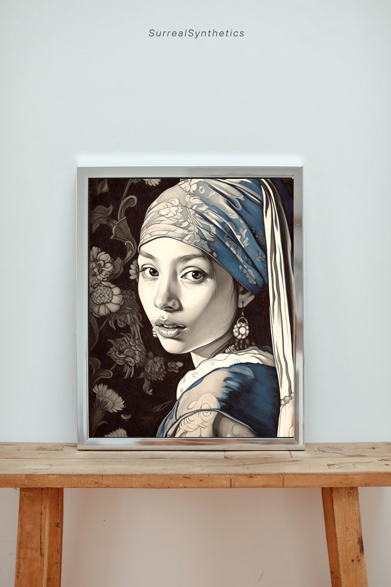 Girl With a Pearl Earring Poster 24x36' Jan Vermeer Retro Poster Art ...