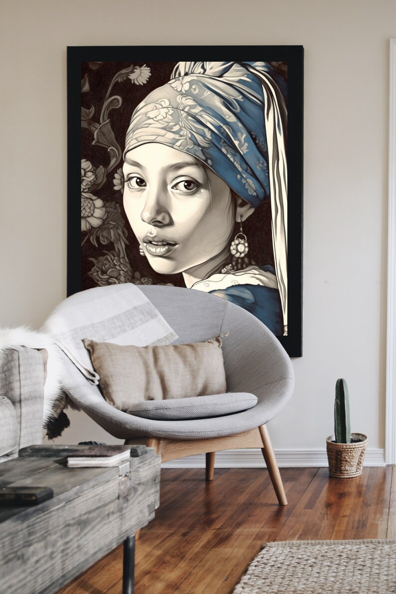 Girl With a Pearl Earring Poster 24x36' Jan Vermeer Retro Poster Art ...