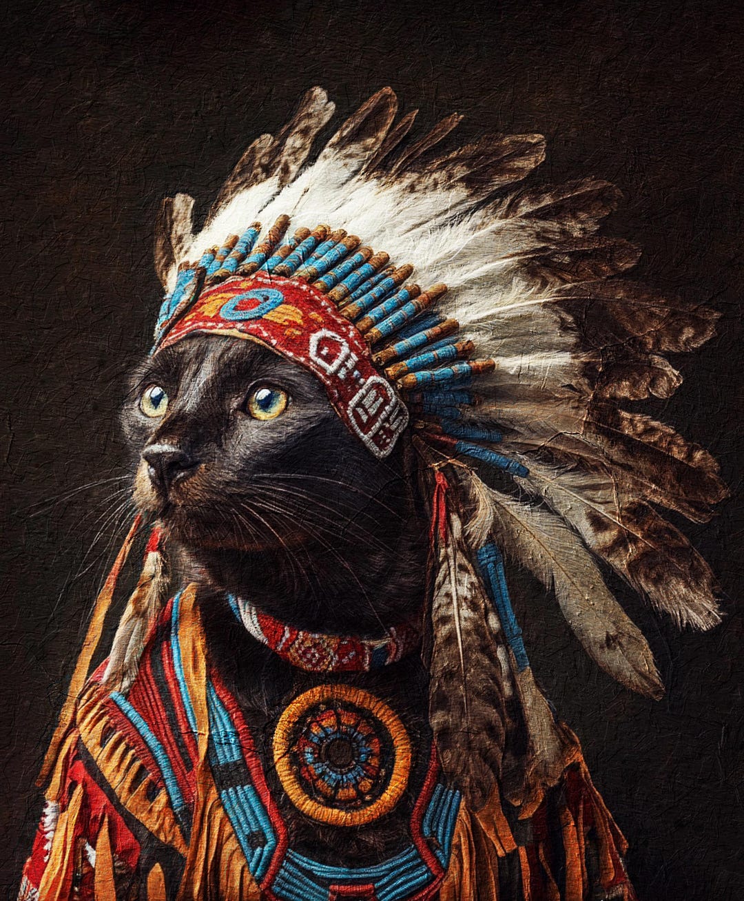 Custom Native American Pet Portrait, Funny Renaissance Royal Pet Art ...