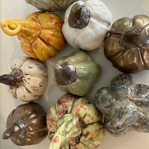 Ceramic White, Calico, Blue, Orange, Green Bronze Decorative Squash ...