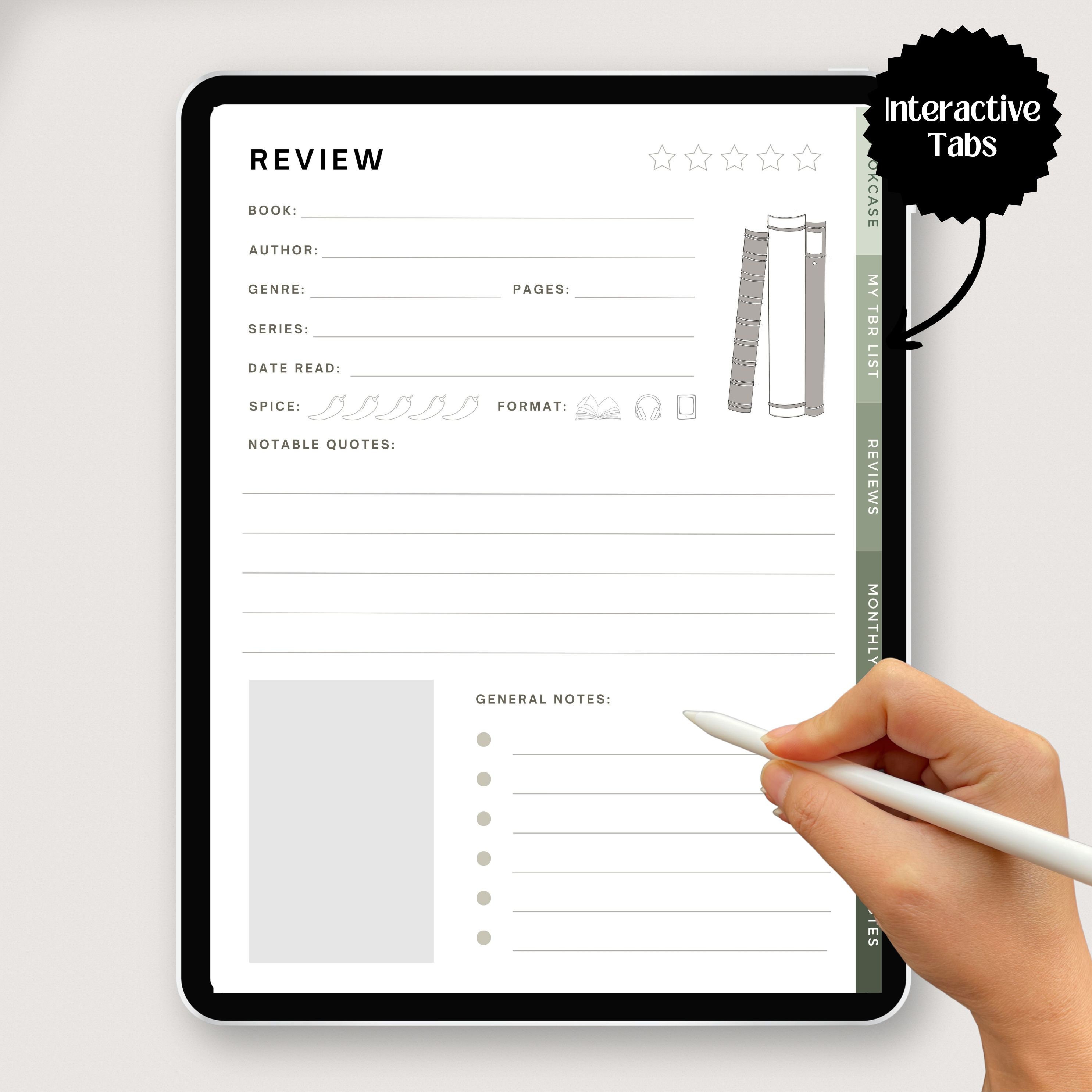 Digital Reading Journal: Book Review & Library Tracker (PDF) - Etsy