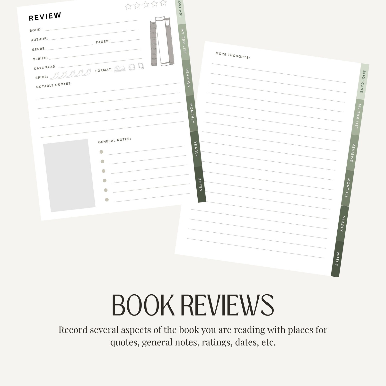 Digital Reading Journal: Book Review & Library Tracker (PDF) - Etsy