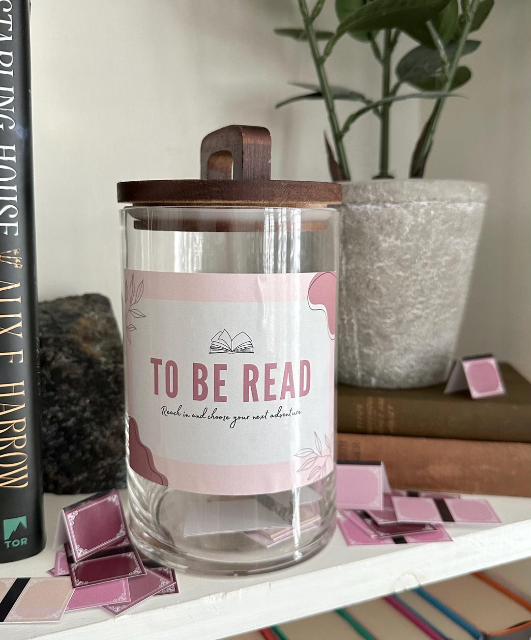 TBR Jar Label and Mini Books Bundle Pink Boho Reader Gift to Be Read ...