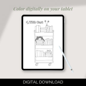 Reading TBR Cart Coloring Sheet DIGITAL DOWNLOAD - Etsy