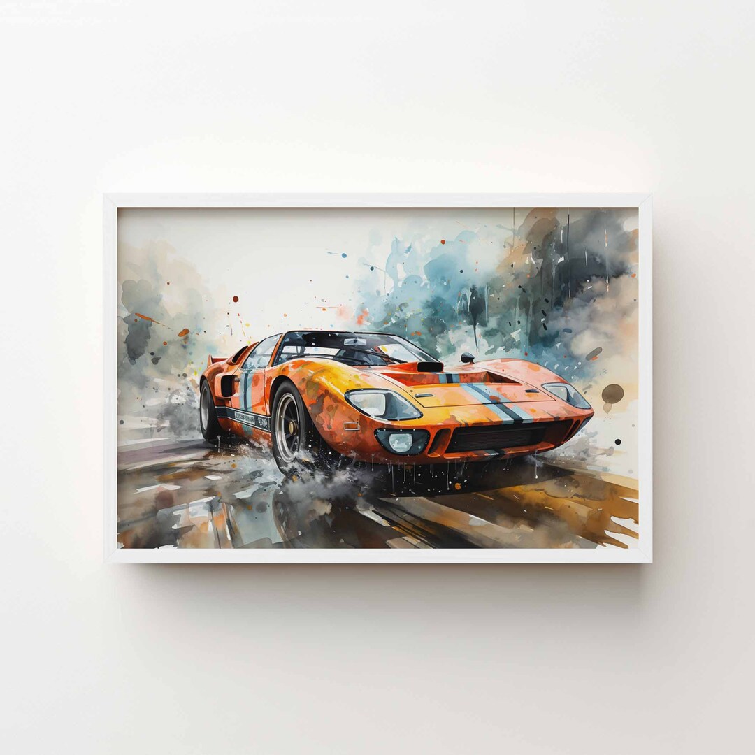 Speeding GT40 Speedy Watercolor Energetic Car Art Sports Car Print ...