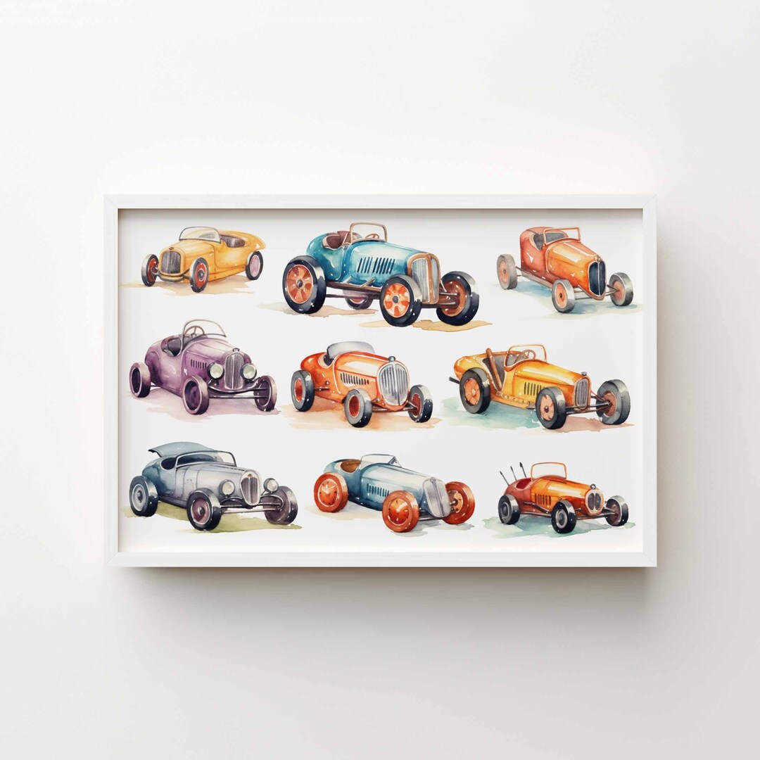 Vintage Race Car Collection Race Car Decor Automotive Art Garage Wall ...