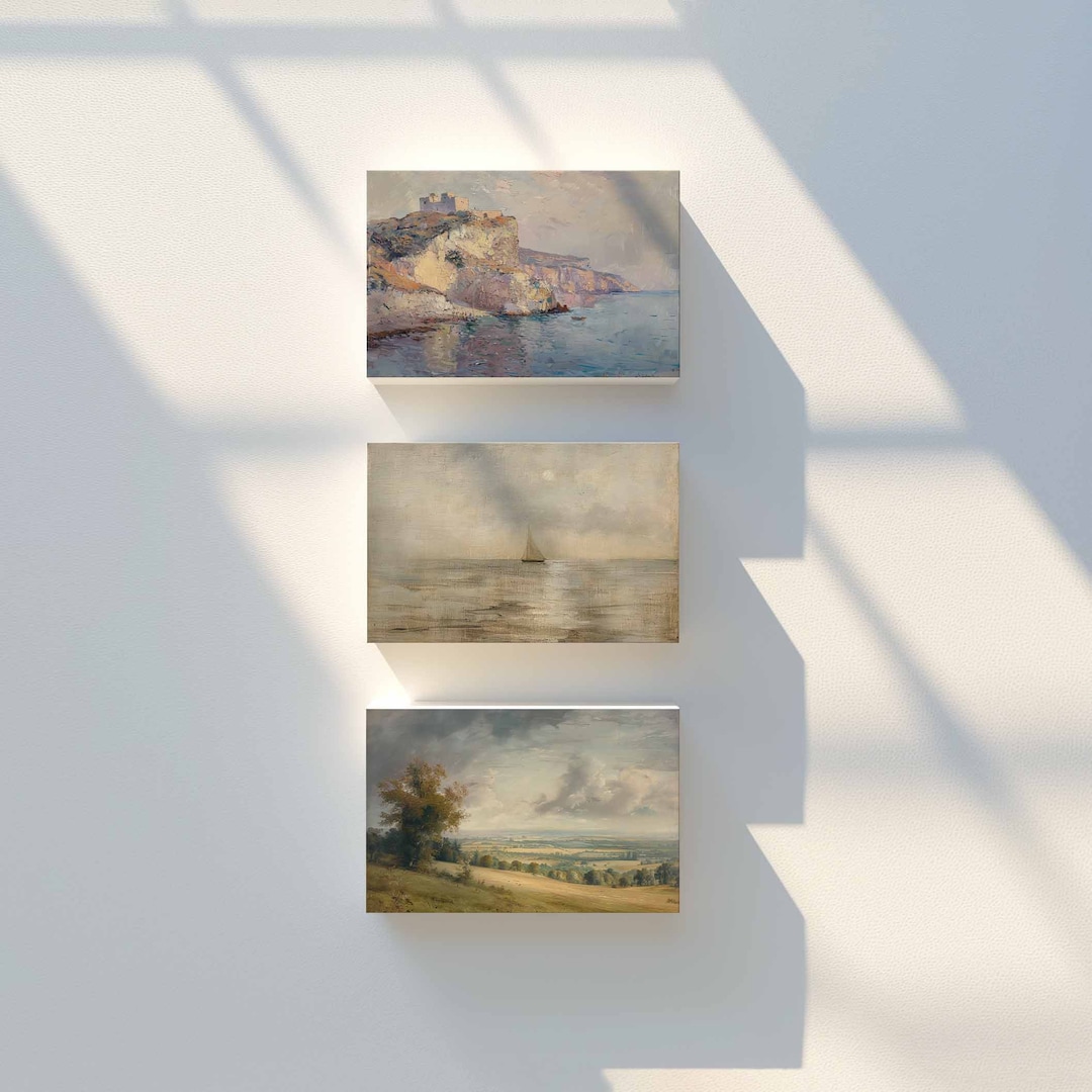 Set of 3 Landscape Paintings Subtle Shades Digital Download ...