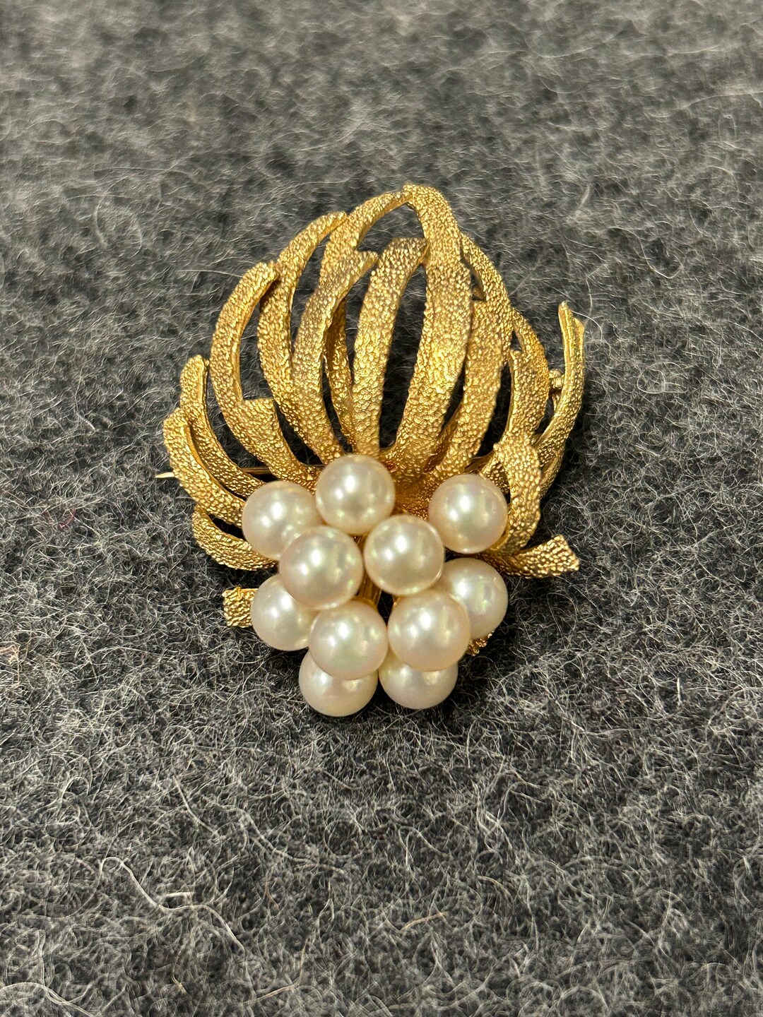 Vintage 14K Yellow Gold Cultured Pearl Brooch Pin 11 Pearls - Etsy