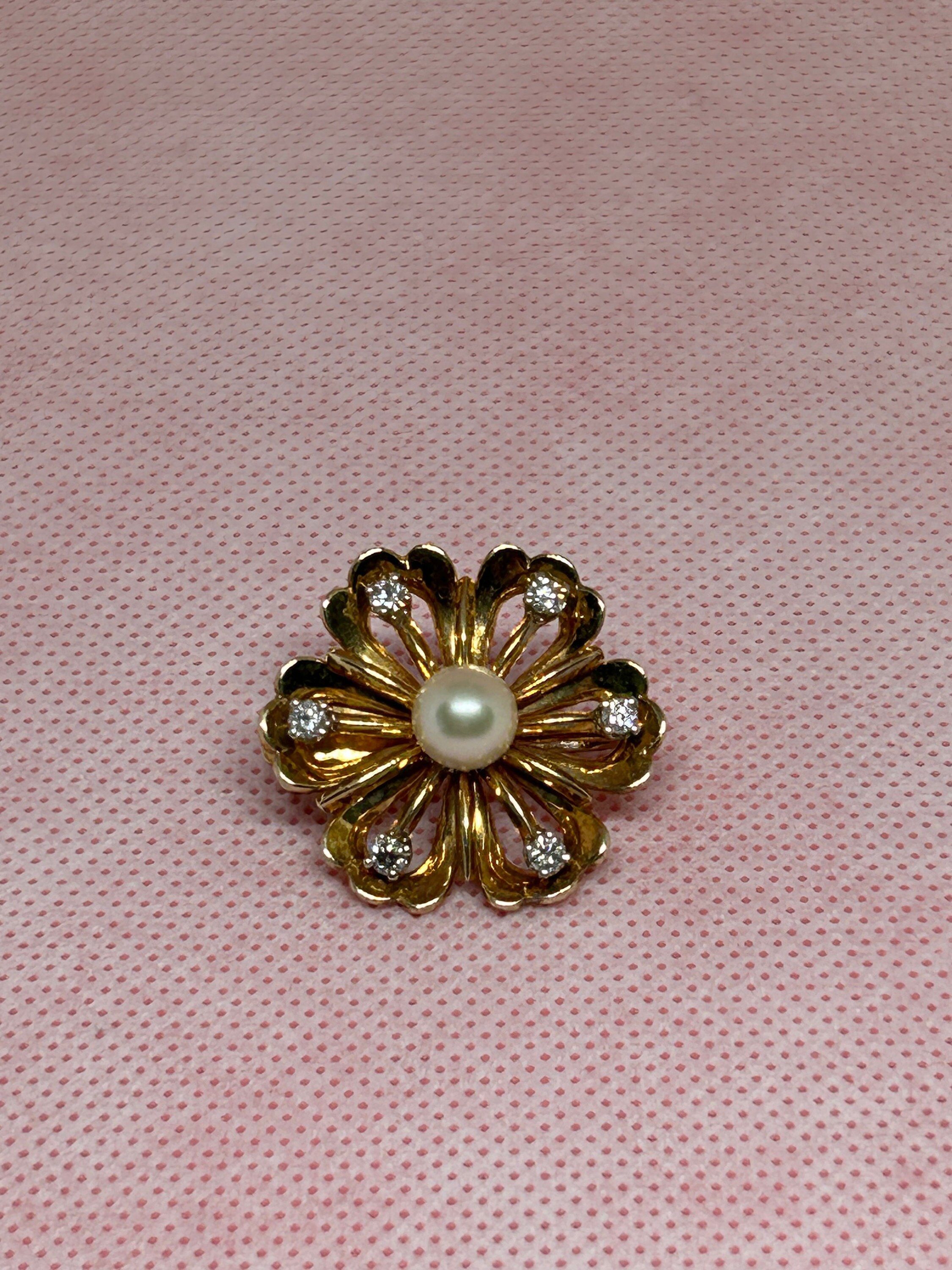 Yellow 14K Gold Flower Design Pearl Shortener Set With Cultured Pearl ...