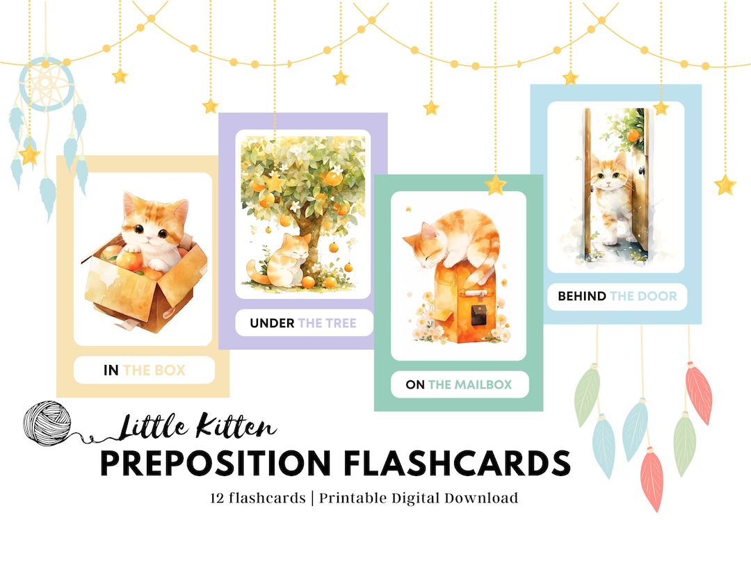 Little Kitten Preposition Flashcards Digital Download for - Etsy