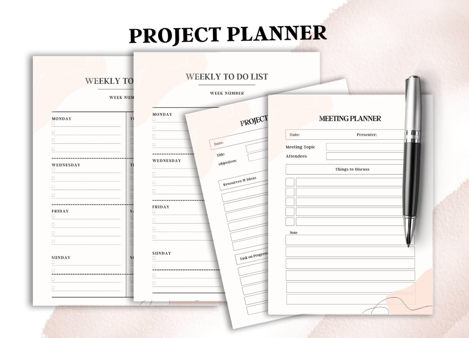 Digital Project Planner Pdf. Planner Template, Project Management, Work ...