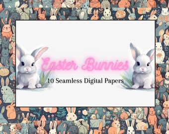 Easter Bunny Seamless Background Pattern - Digital Paper PNG - Digital ...