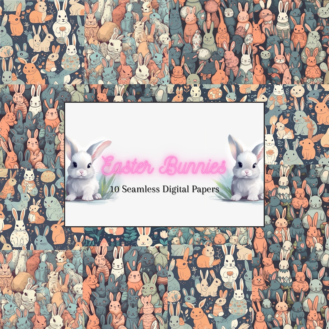 10 Seamless Easter Bunny Patterns. Digital Paper/backgrounds - Etsy