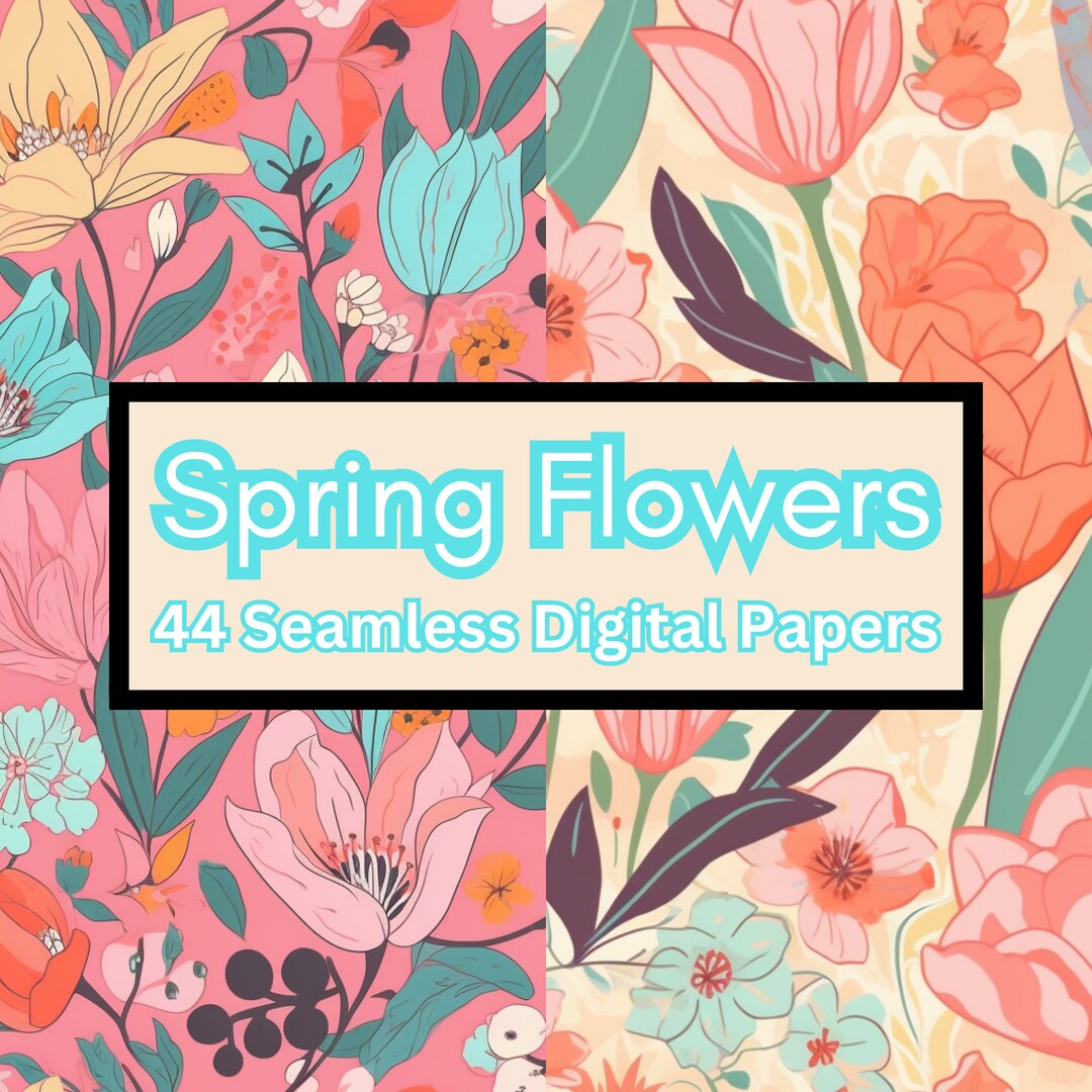 44 Seamless Spring Flowers Patterns. Digital Paper/backgrounds - Etsy