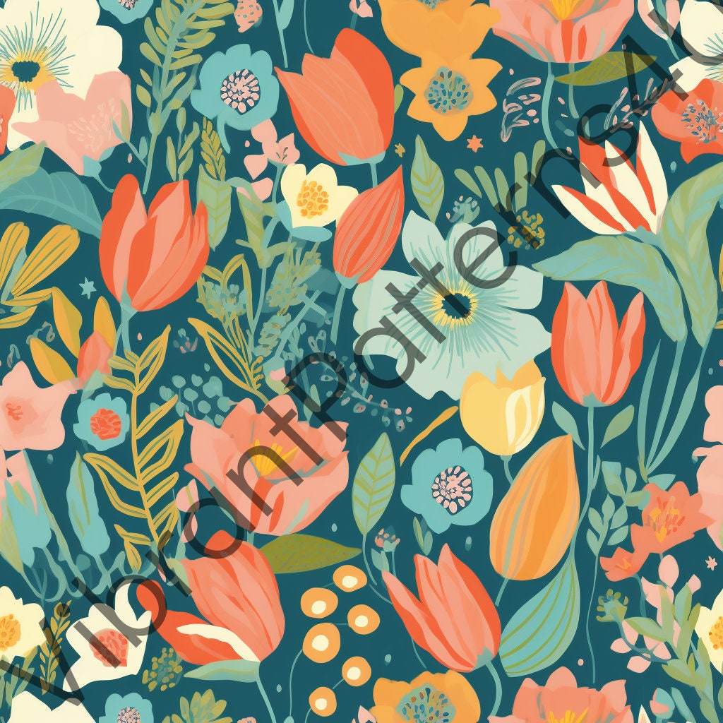 44 Seamless Spring Flowers Patterns. Digital Paper/backgrounds - Etsy