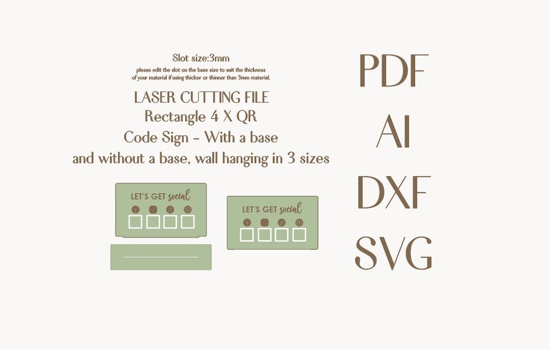 FILE ONLY - Rectangle 4 X QR Code Sign, Freestanding and Wall Version ...