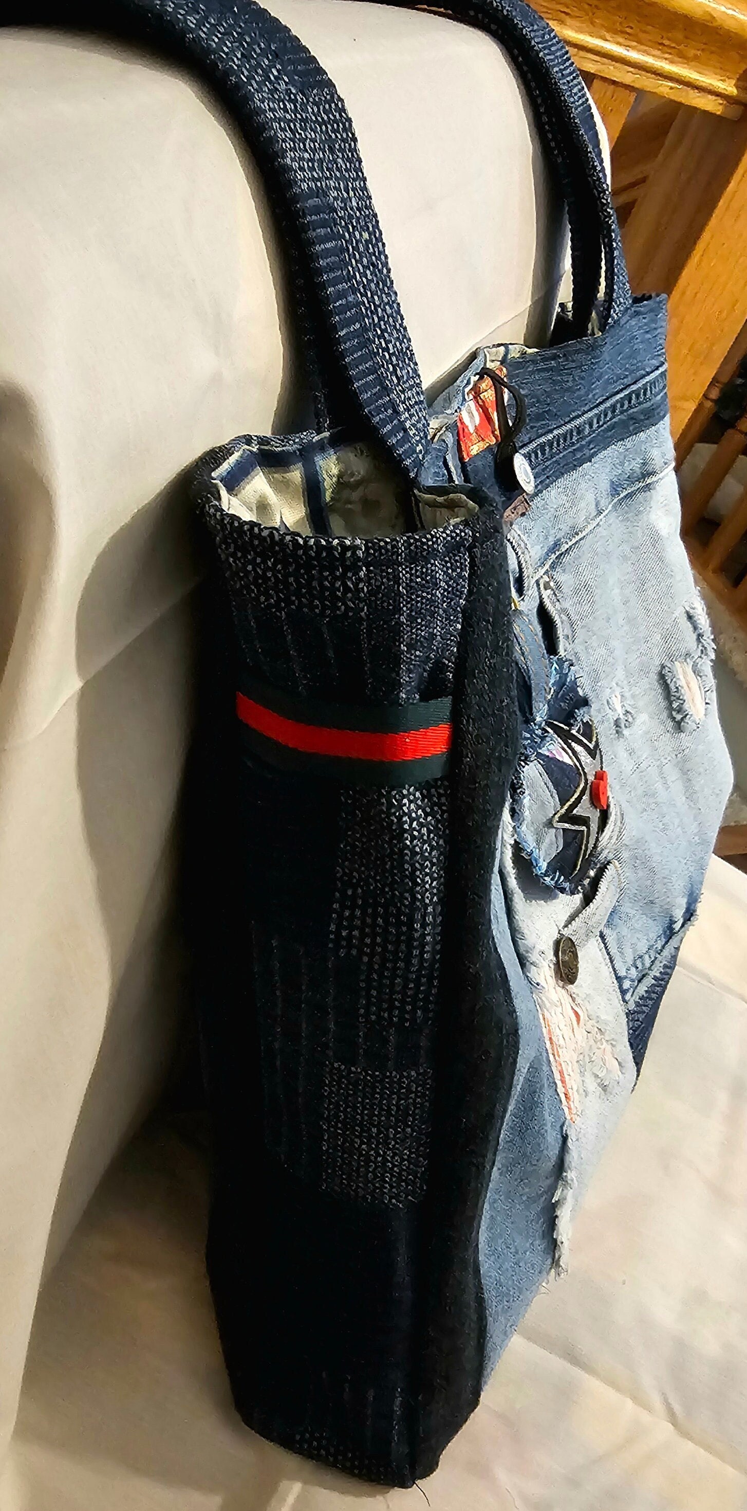 Patchwork Boro Denim Shoulder Bag, Ripped Hipster Jeans Handbag ...