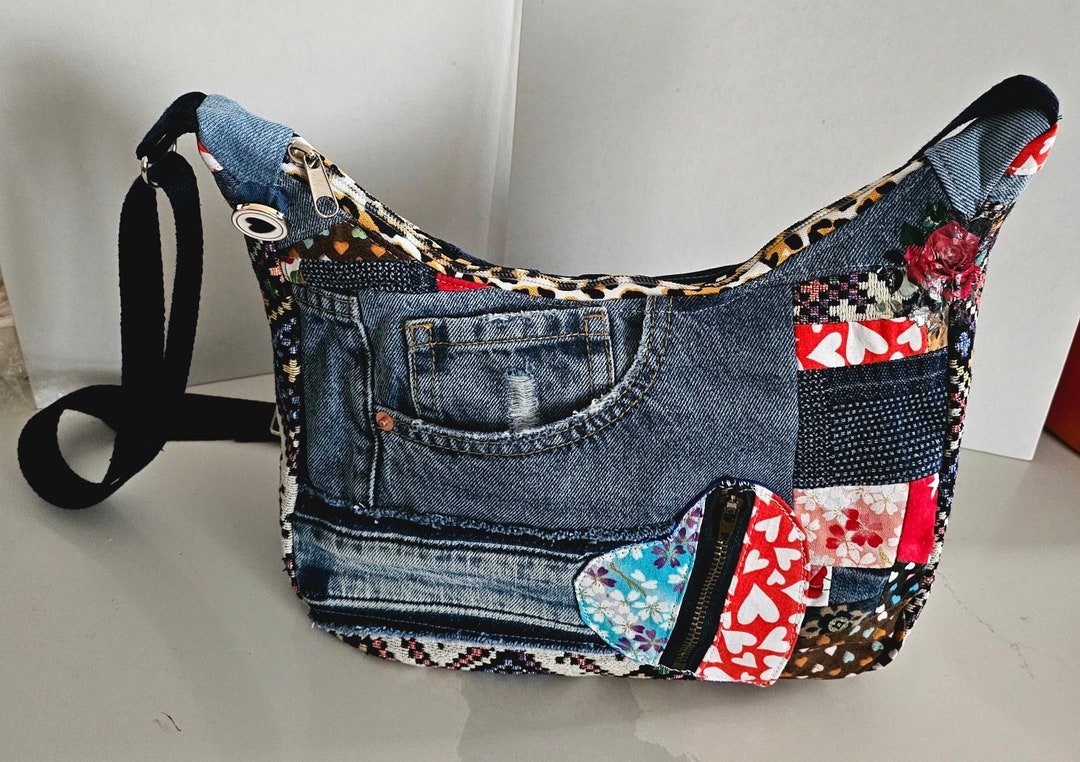 Hobo Denim Bag, Relaxed Zipper HOBO, Hand-crafted Crossbody Bag ...