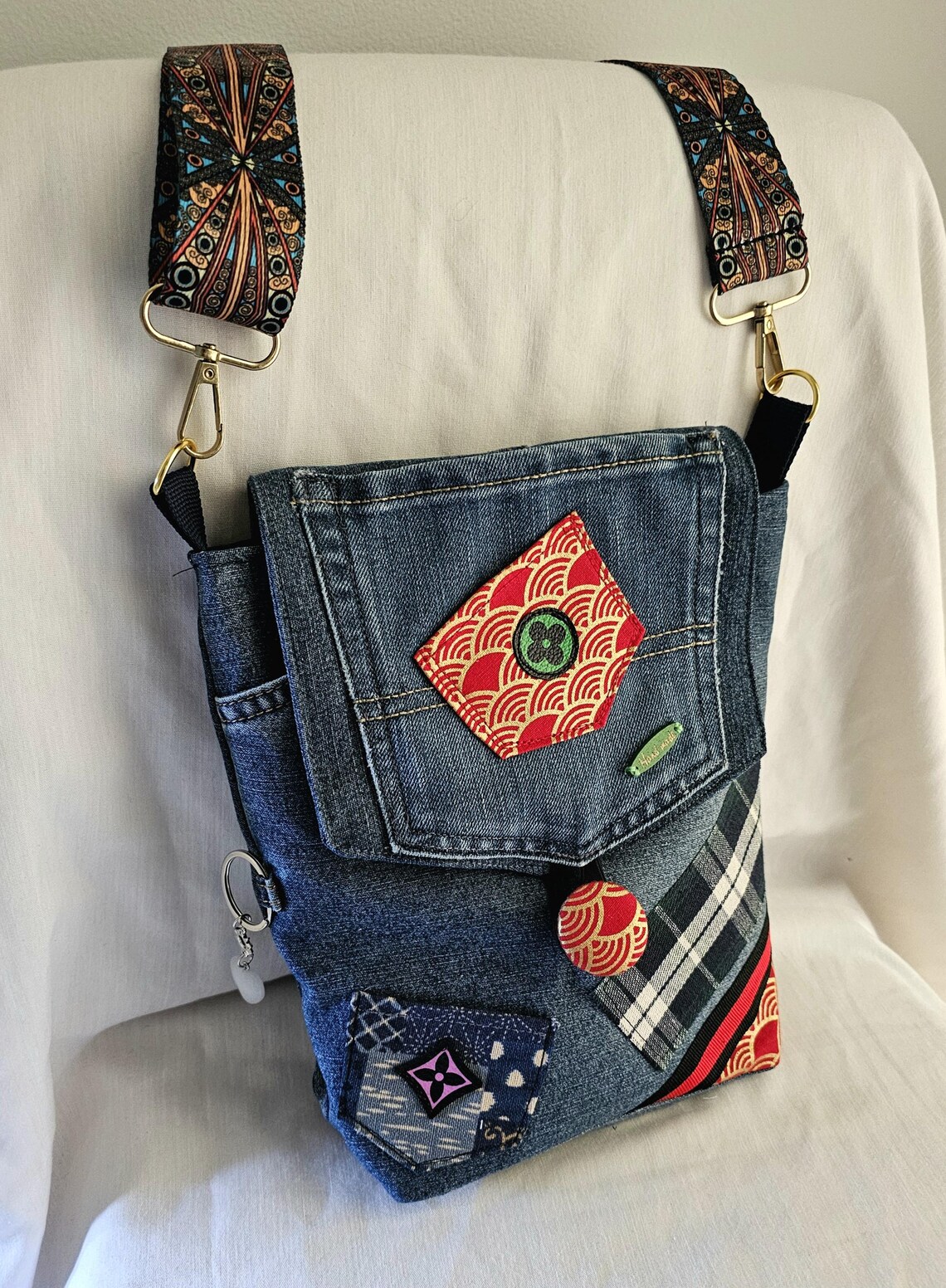 Jeans Crossbody Bag With Lots of Pockets Denim Messenger Bag With ...