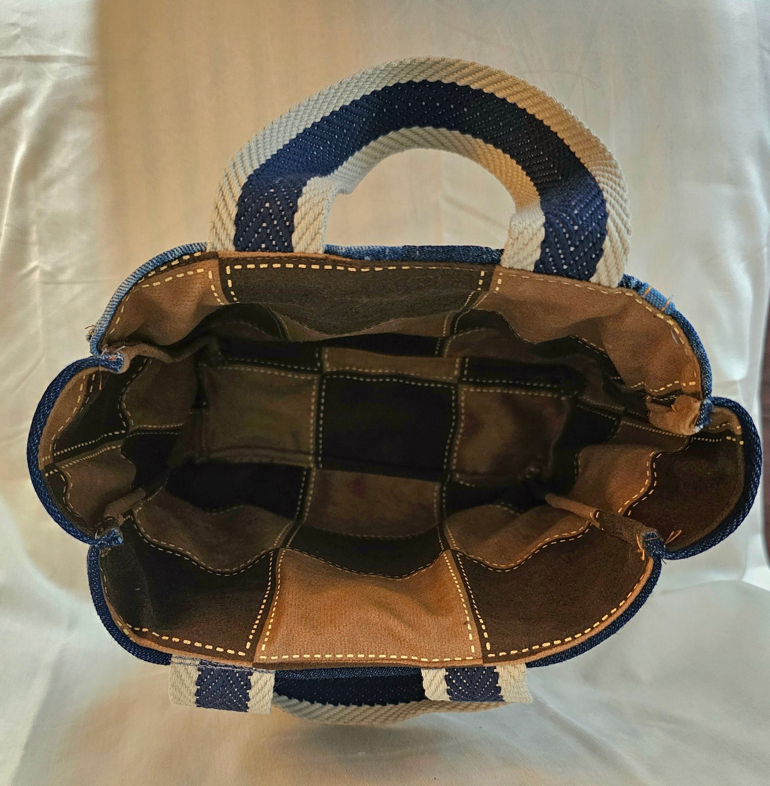 Denim Patchwork Tote Bag, Cute Jeans Bag, Blue Tote Bag, Small Durable ...