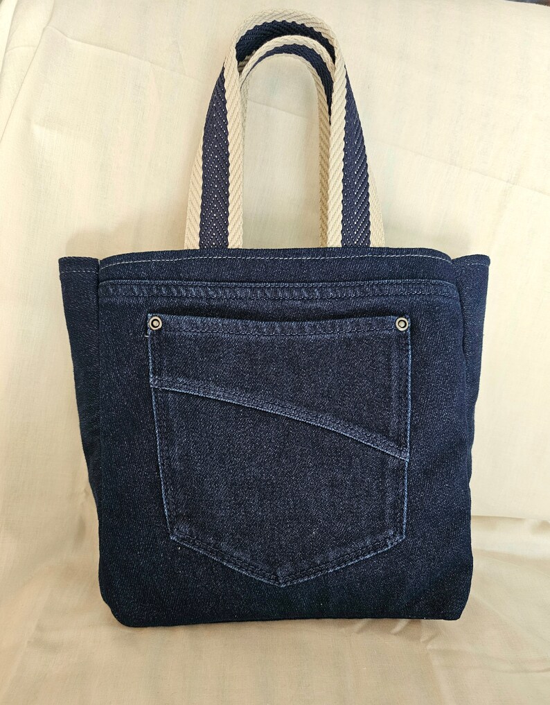 Denim Patchwork Tote Bag, Cute Jeans Bag, Blue Tote Bag, Small Durable ...