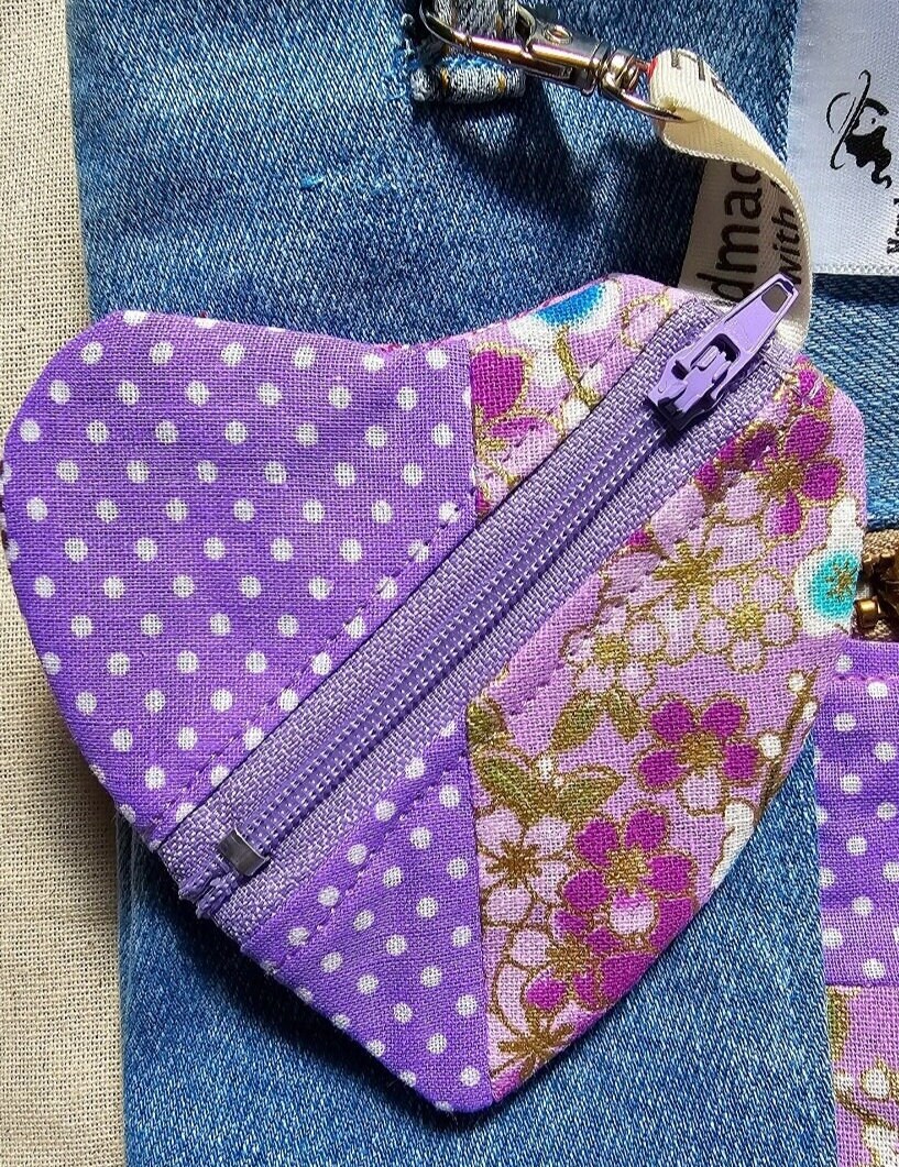 Everyday Tote Bag With Purple Patchwork Heart Shaped Zipper Pouch Gift ...