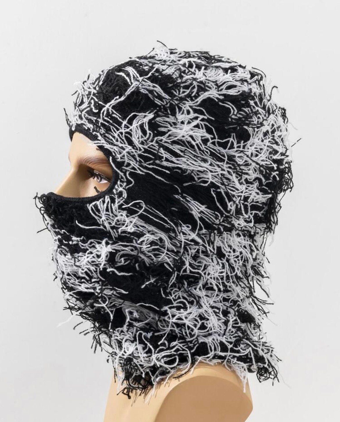 Black and White Ski shiesty Mask Y2K Fuzzy Fluffy Furry - Etsy