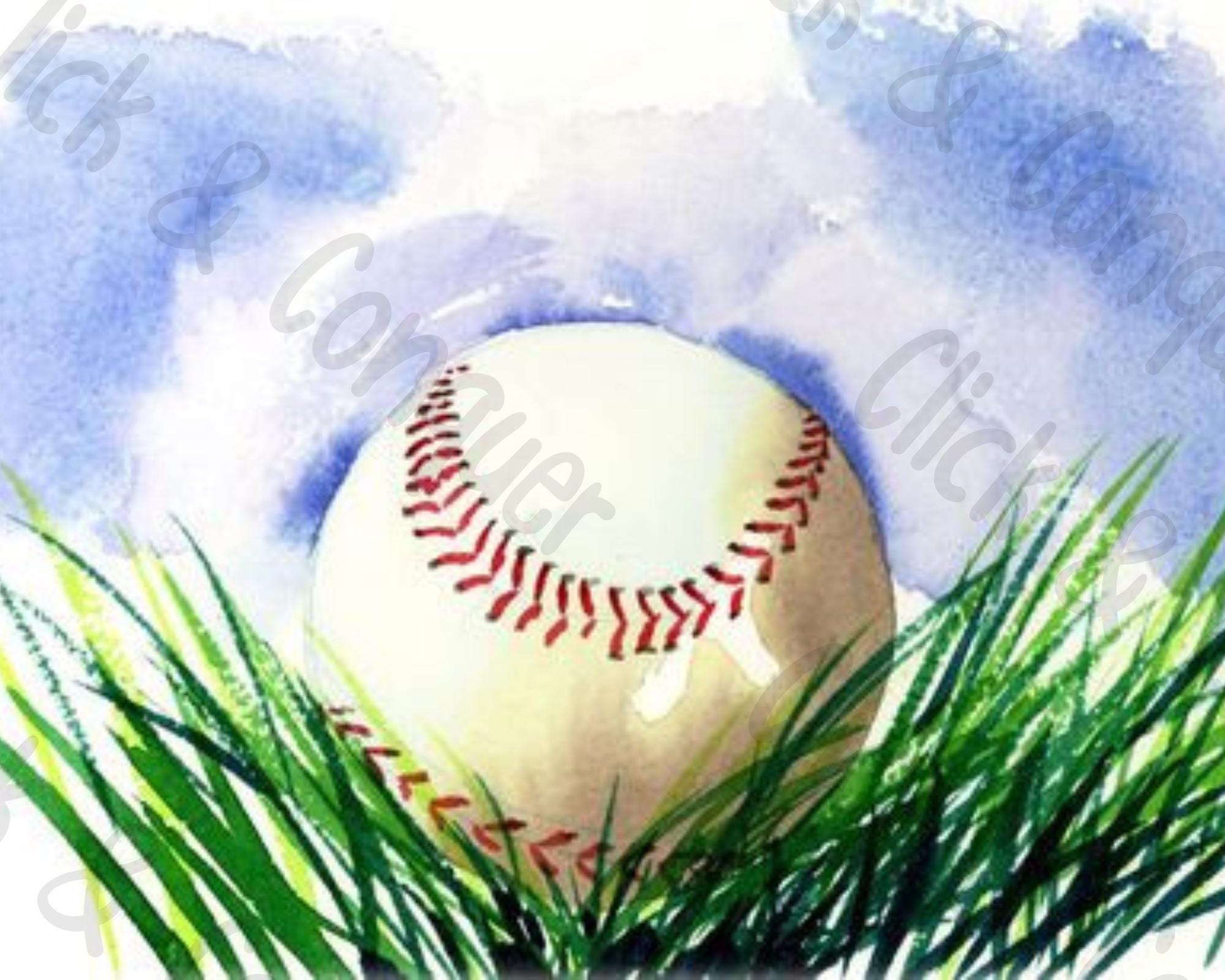 Baseball Wall Art Printable | Sports Watercolor Decor | Boys Room or ...