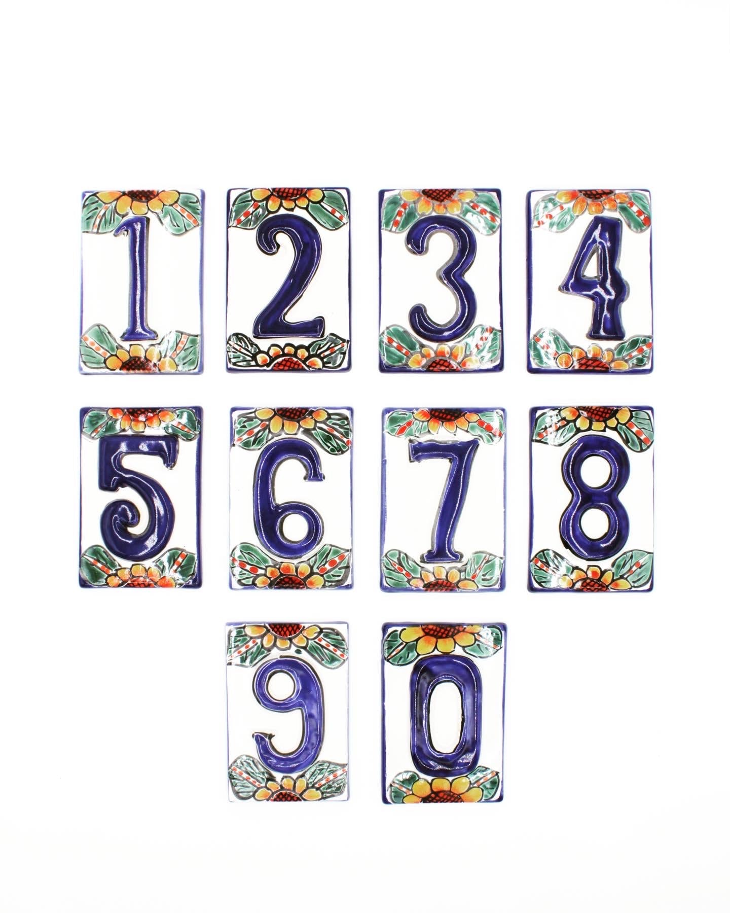 Talavera Numbers Sunflowers Hand Paint - Etsy