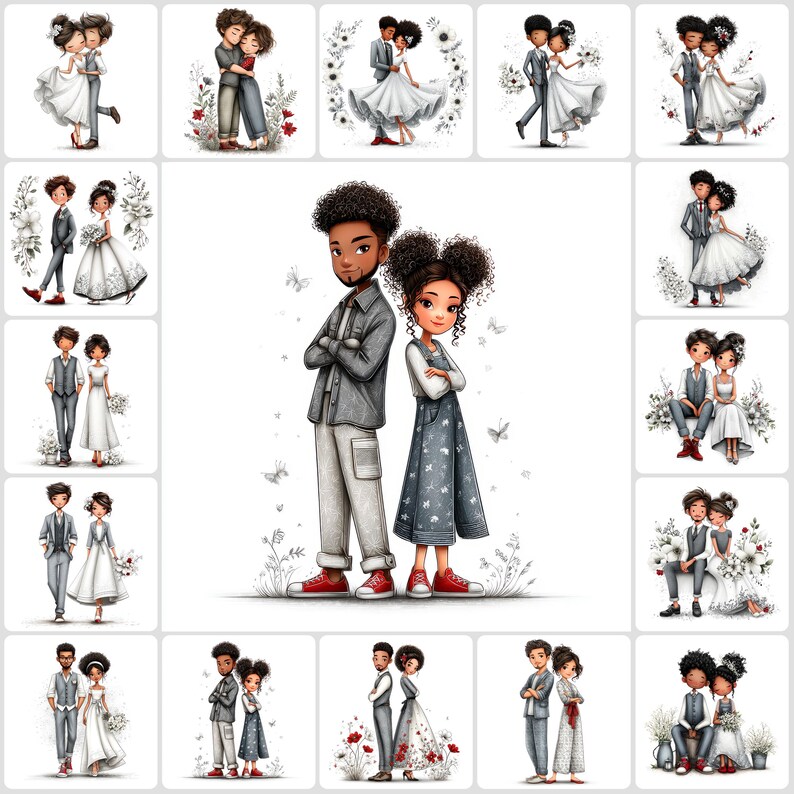 Minimal Wedding Couples Clipart, Pure Movement and Emotion, Romantic ...