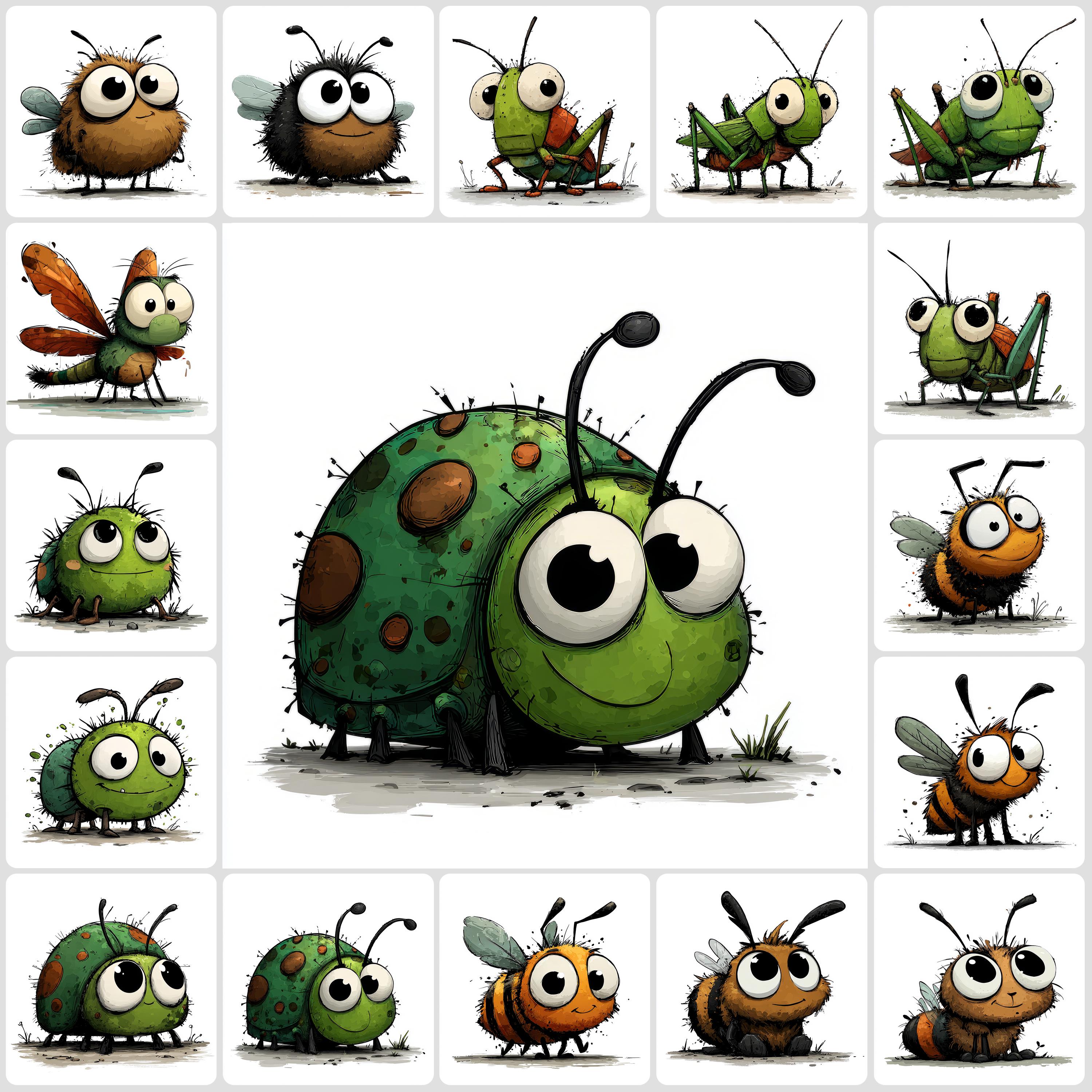 Funny Insects Clipart, Playful Cartoon Bugs and Whimsical Characters ...