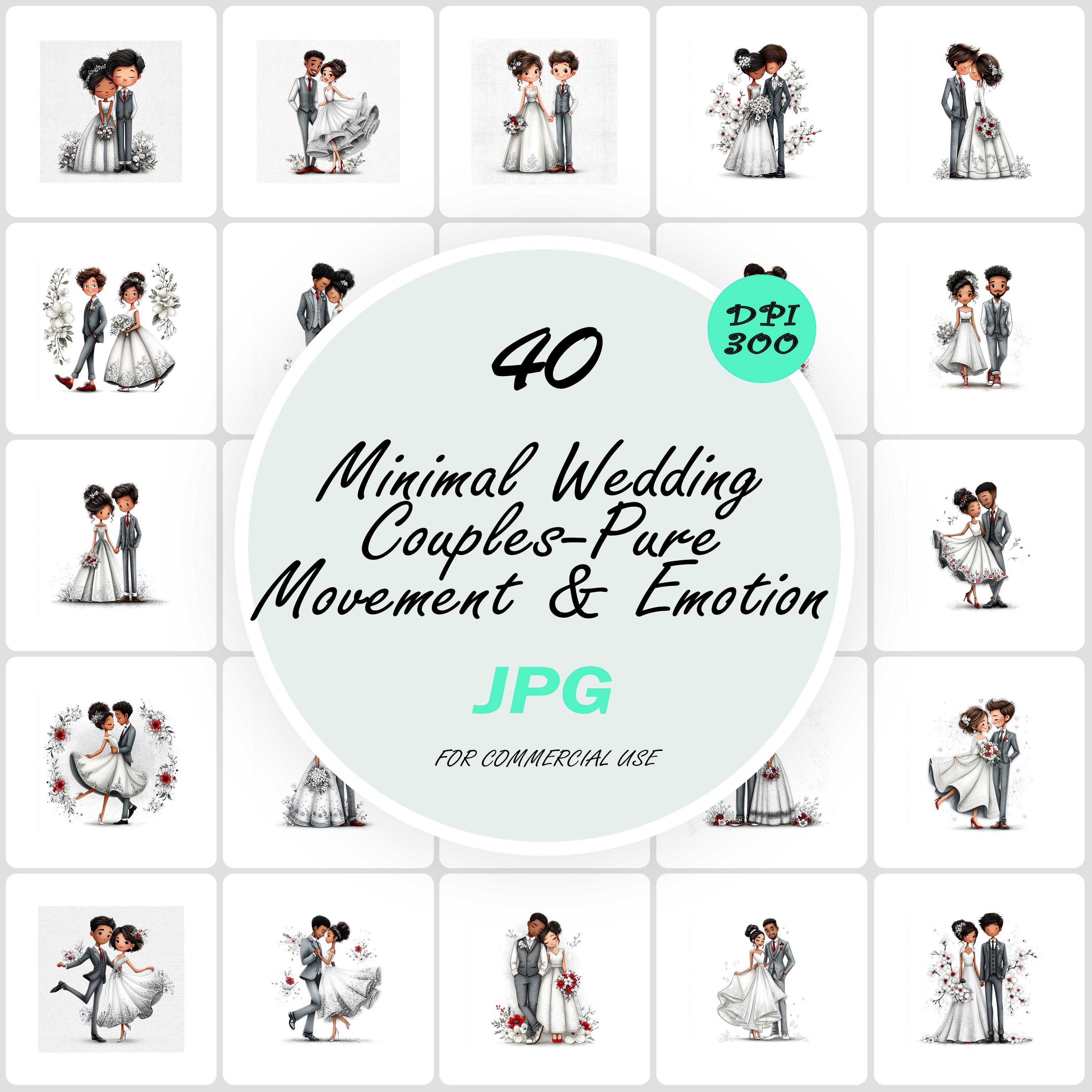 Minimal Wedding Couples Clipart, Pure Movement and Emotion, Romantic ...