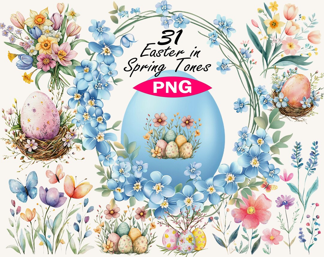 Easter in Spring Tones-31png, Colorful Eggs PNG, Spring Flowers PNG ...
