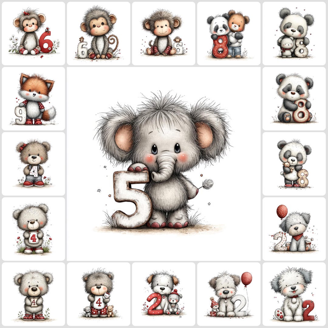 Birthday Animals – Numbers 1 to 10 in Fun Storybook Clipart Set ...