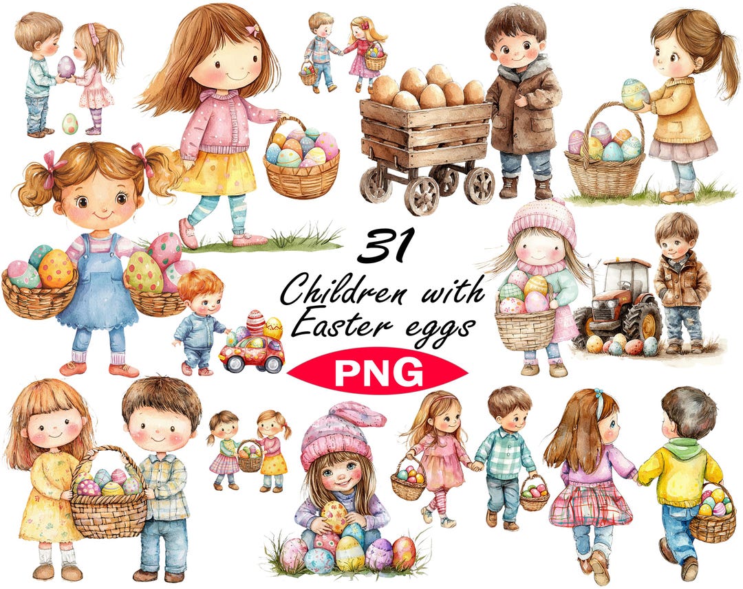 Children With Easter Eggs-33 Png, Easter Clipart PNG, Children Easter ...