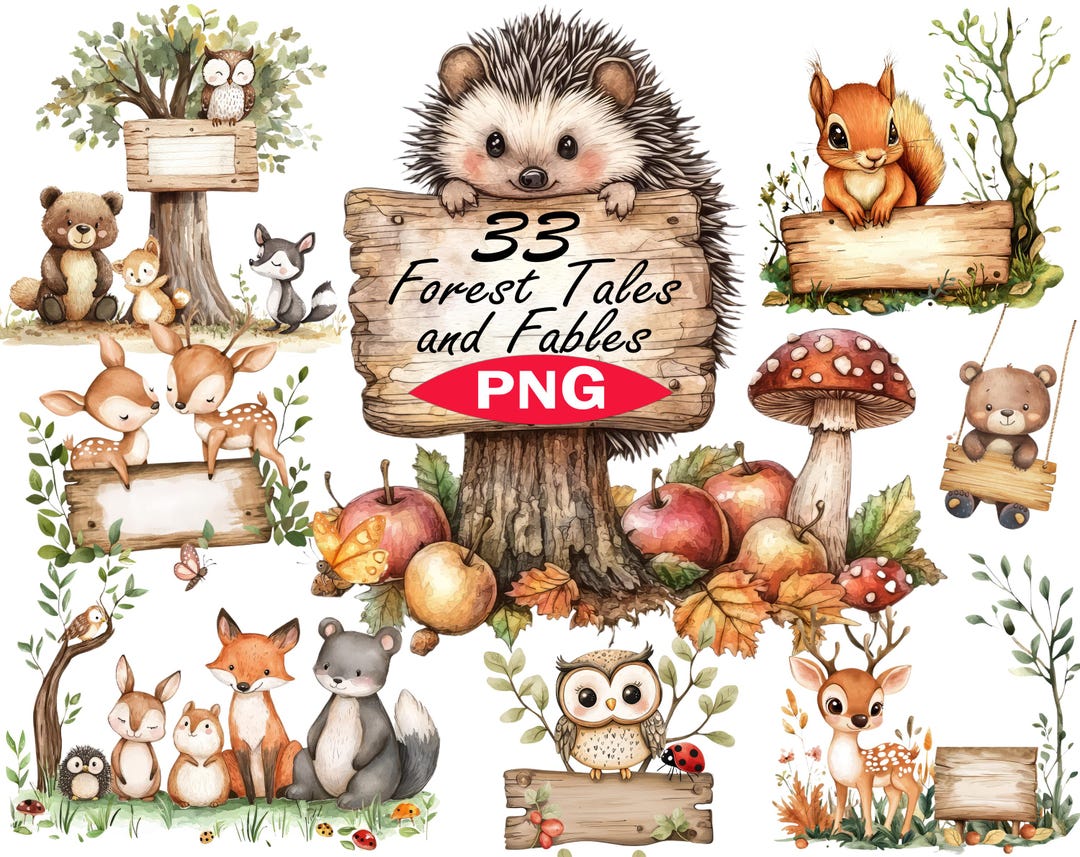Forest Tales and Fables - 33 Png, Storybook Illustrations, Kids Book ...