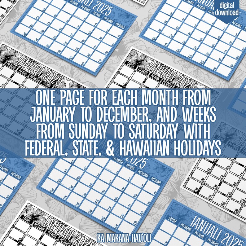 2025 Monthly Hawaiian Language Calendar | ʻalemanaka ʻŌlelo Hawaiʻi ...