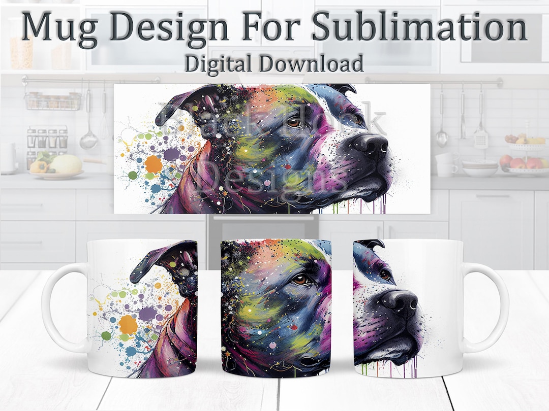 Staffordshire Bull Terrier Mug Design - Watercolour Sublimation Art of ...