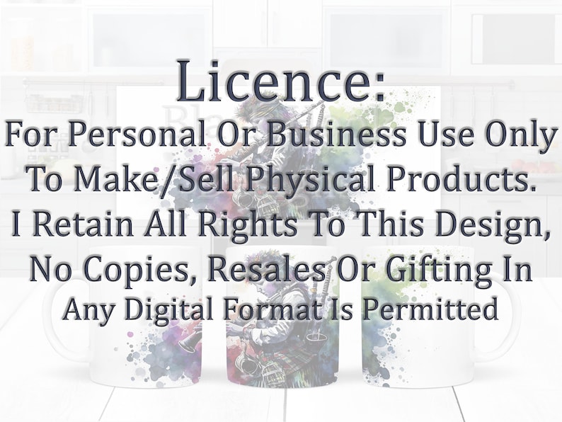 Scottish Bagpiper Sublimation Mug Design, Watercolour Mug Wrap 11oz ...