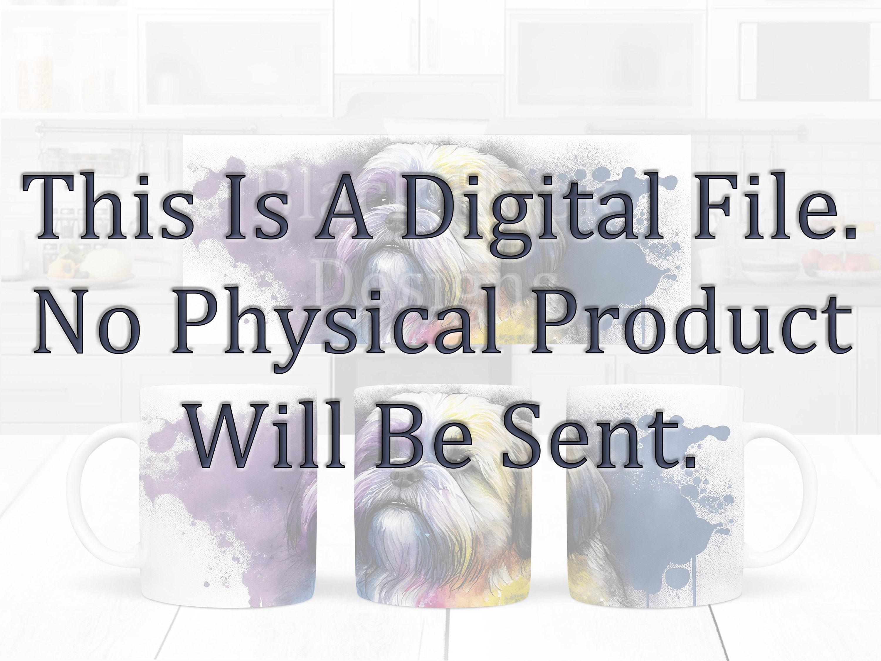 Lhasa Apso Dog Mug Design, Watercolour Tibetan Lapdog Sublimation ...