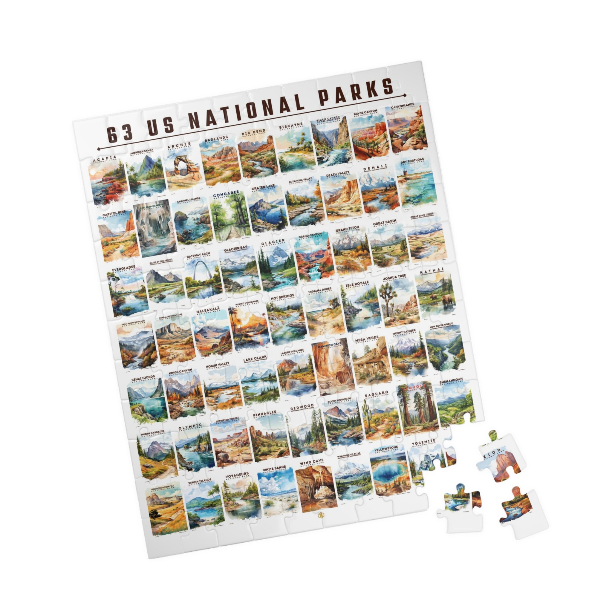 US National Parks List Jigsaw Puzzle, 1000 Pieces Puzzle, Adults Puzzle ...